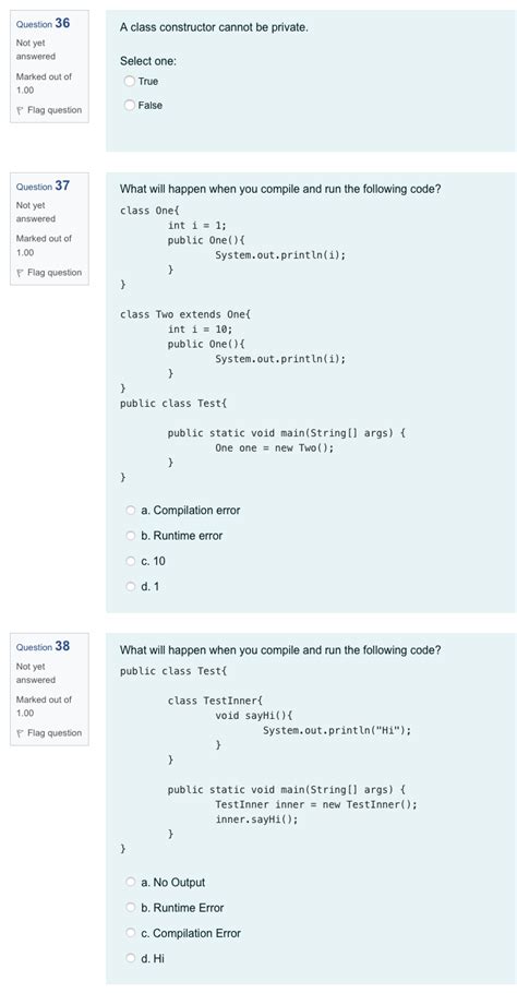Solved Question A Class Constructor Cannot Be Private Chegg