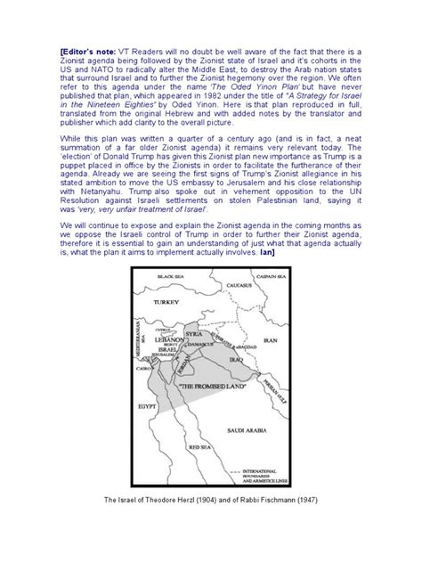 Oded Yinon Plan Israels 1980s Strategy Pdf Israel World Politics