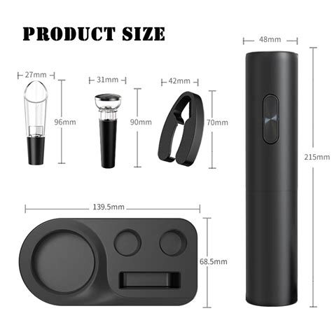 전동 와인 자동 오프너 세트 전기 코르크 핀 리무버 병따개 주방 바 스토리지 베이스 배터리 작동 전기식 티몬