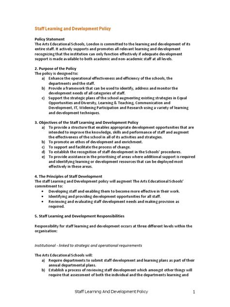 Staff Learning And Development Policy Performance Appraisal Strategic Management