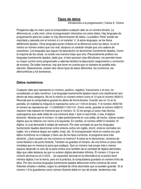 tipos de datos pdf lenguaje de programación decimal