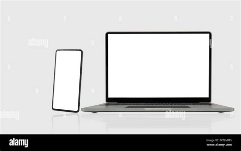 Modern Laptop Mockup Front View And Smartphone Mockup High Quality