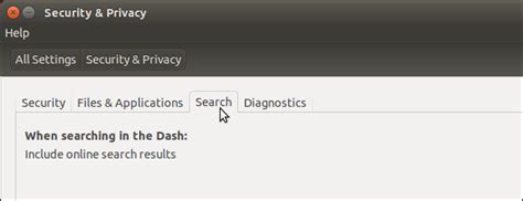 how to easily disable online content fetching when searching in ubuntu
