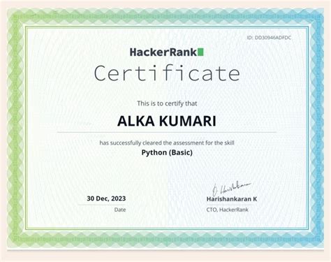 Alka Kumari On Linkedin Hackerrank Hackerrankcertified Python