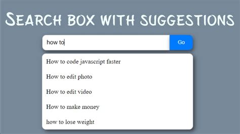Search Bar With Suggestions Css Javascript Tutorial Youtube