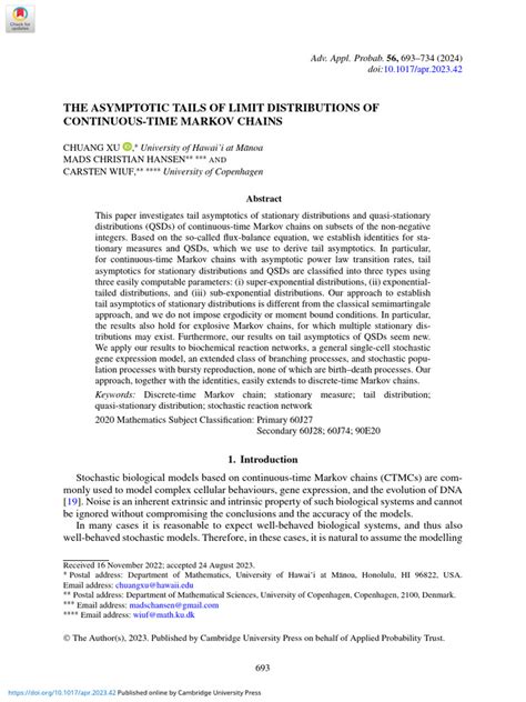 the asymptotic tails of limit distributions of continuous time markov