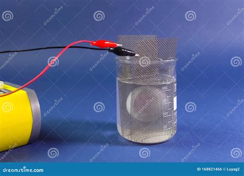 Checking The Conductivity Of The Substance Anode And Cathode In Stock