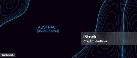 네온 블루 추상 라인 배경입니다 지형 등고선도 개념입니다 선형 지형 윤곽 패턴입니다 포스터 배너 인쇄 소책자에 대 한 지리적 디자인 템플릿 벽지 벡터 일러스트 레이 션