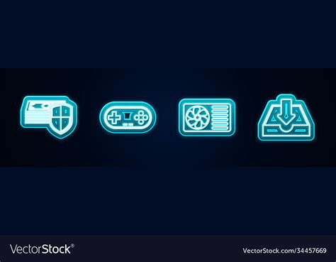 Set Line Money Protection Gamepad Air Royalty Free Vector