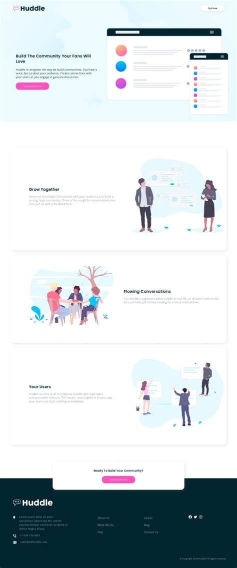 Frontend Mentor Huddle Landing Page Feature Blocks Using Css Grid
