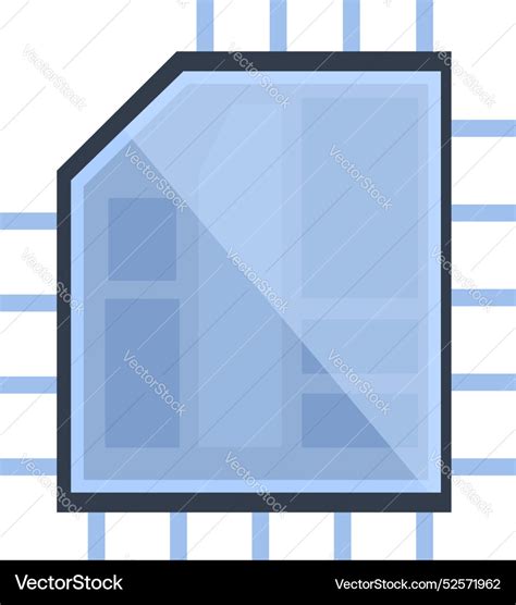 Blue Microchip Showing Contacts For Motherboard Vector Image