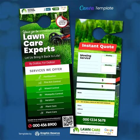 Landscaping Instant Quote Door Hanger Template Canva Editable Design