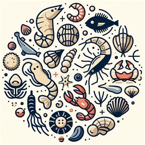 A Plate Of Assorted Seafood Stock Illustration Illustration Of Lunch Grill 328927484