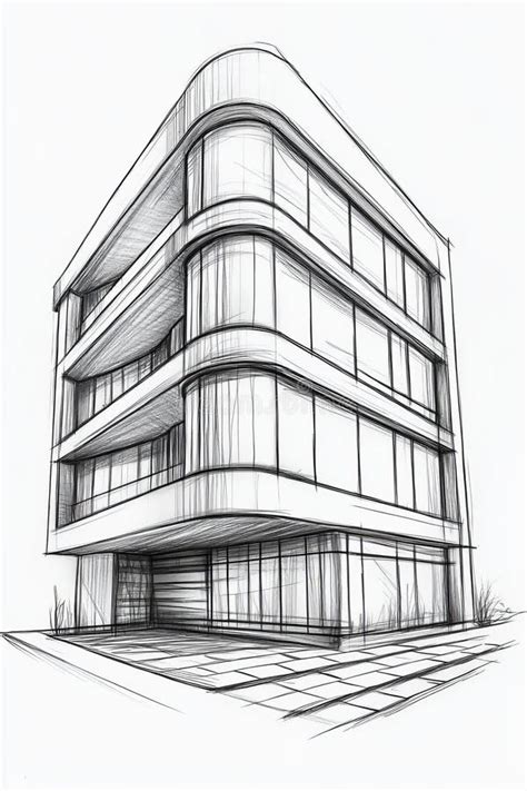 Three Dimensional Line Art Representation Of Architectural Design Stock Image Image Of Modern