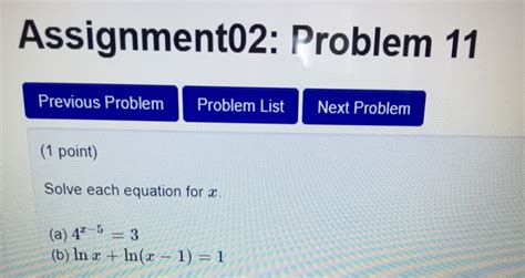 Solved Assignment02 Problem 11 Previous Problem Problem