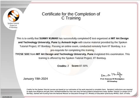 Programmer Sunny On Linkedin C Language Certification From Iit Bombay