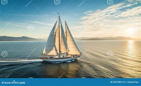 A Luxury Yacht Sailing On Calm Waters Stock Illustration Illustration