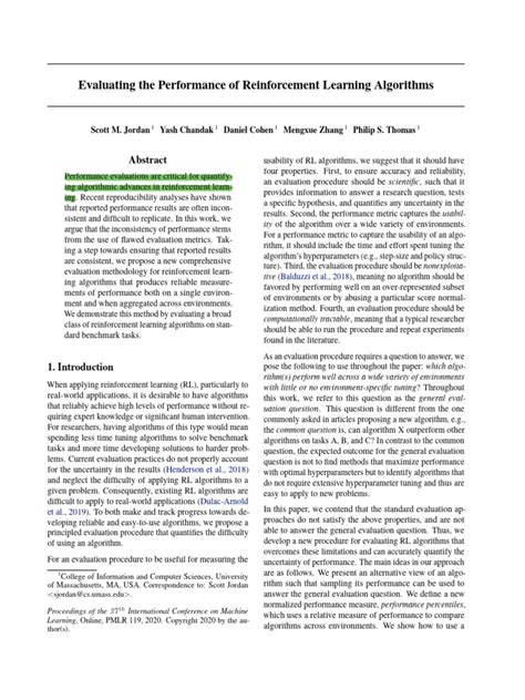 Evaluating The Performance Of Reinforcement Learning Algorithms Pdf Confidence Interval