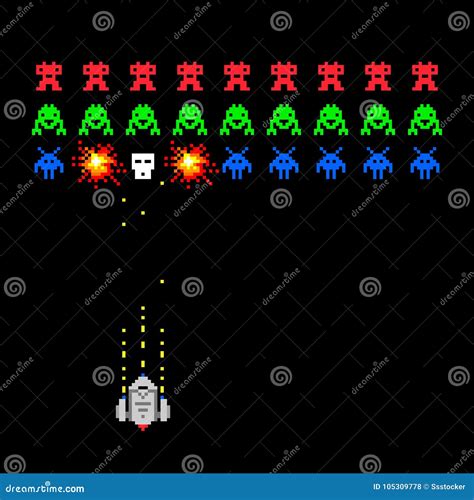 pixel space invader game stock vector illustration of pixel 105309778