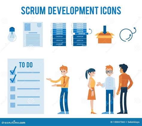 Vector Flat Agile Scrum Kanban Methodology Meeting Stock Vector Illustration Of Computer