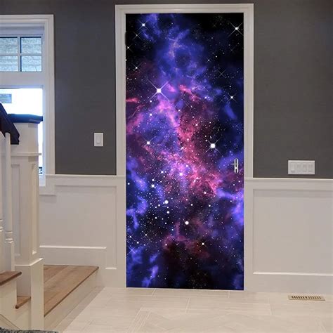 3d Universe Planet Door Stickers Outer Space Decal Starry Sky Mural