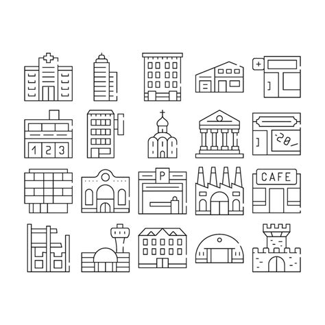 Building Architecture Collection Icons Set Illustrations 48356700 Vector Art At Vecteezy