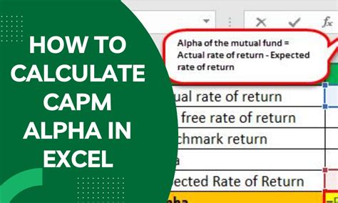 How To Calculate Capm Alpha In Excel Earn And Excel How To Calculate Capm Alpha In Excel Earn And Excel