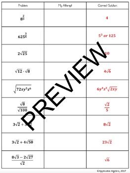 Simplifying Expressions With Exponents And Radicals Study Guide Review
