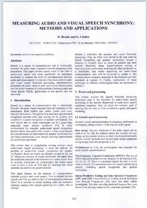Pdf Measuring Audio And Visual Speech Synchrony Methods And Applications