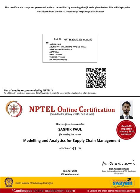 Sagnik Paul On Linkedin Learningjourney Supplychainanalytics Supplychainmanagement Swayam