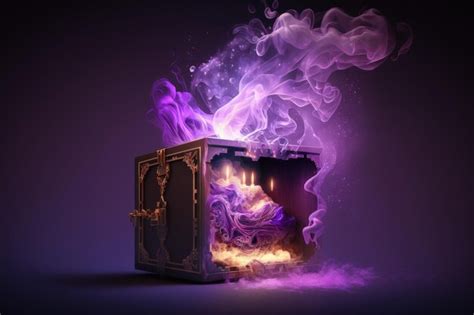 Premium Ai Image Pandoras Box Purple Magic Coming Out Of Fantasy Box Ai