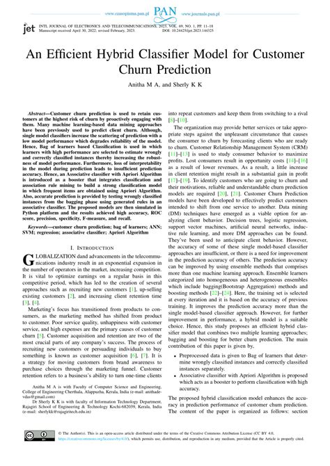 Pdf An Efficient Hybrid Classifier Model For Customer Churn Prediction