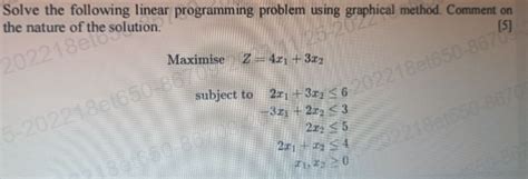 Solved Solve The Following Linear Programming Problem Using