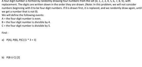 solved a four digit number is formed by randomly drawing