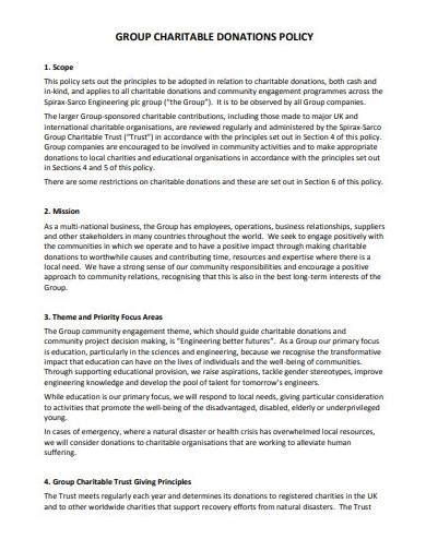 Free 10 Charity Donation Policy Samples And Templates In Ms Word Pdf