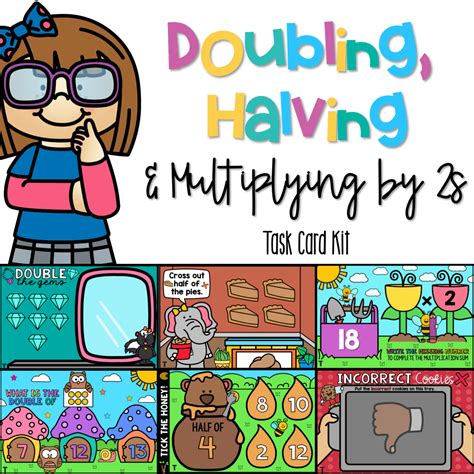 doubling halving and multiplying by 2s task cards package top teacher