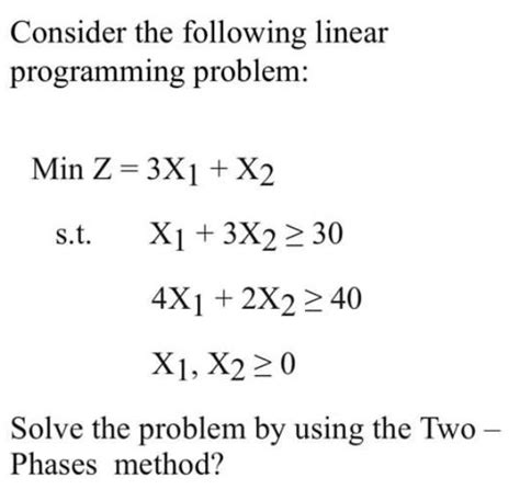 Solved Consider The Following Linear Programming Problem
