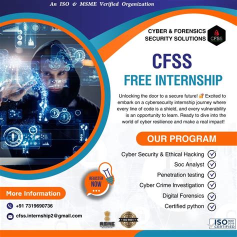 Cfss Cyber And Forensics Security Solutions On Linkedin 🔒 Join Our Cybersecurity Internship