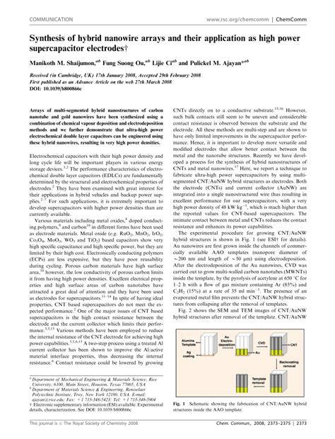 Pdf Synthesis Of Hybrid Nanowire Arrays And Their Application As High Power Supercapacitor