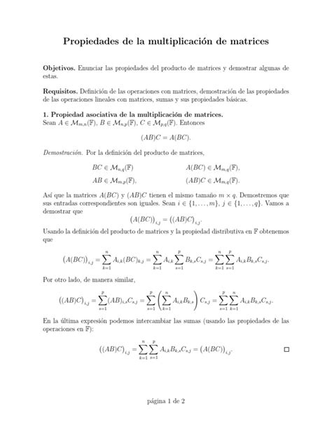 Matrix Product Properties Pdf