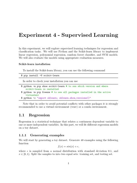 Exp4 Supervised Learning Pdf Support Vector Machine Linear Regression