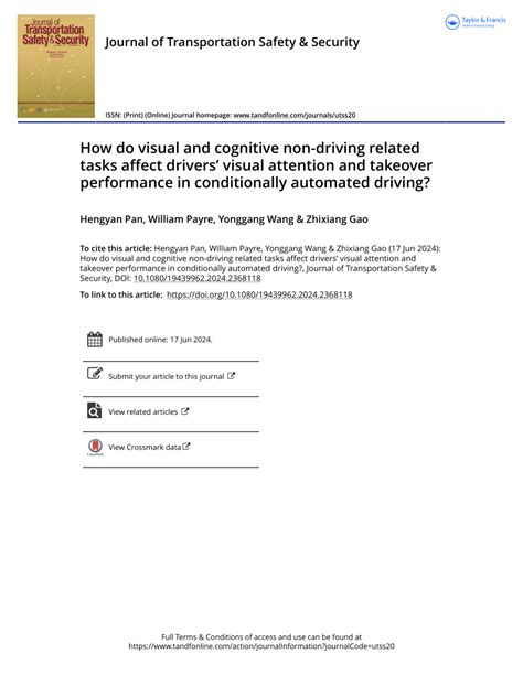 Pdf How Do Visual And Cognitive Non Driving Related Tasks Affect Drivers Visual Attention And