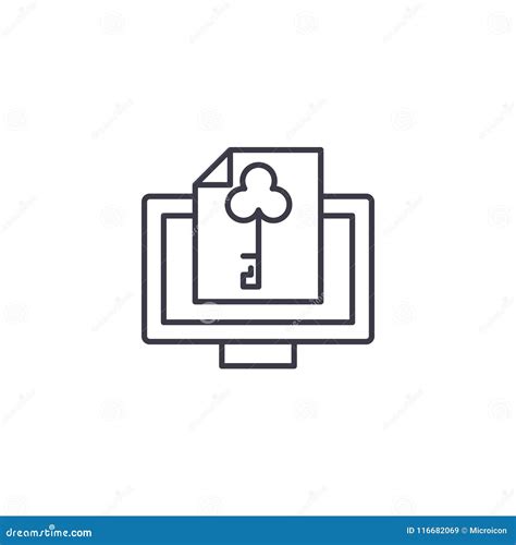 Computer Security Linear Icon Concept Computer Security Line Vector Sign Symbol Illustration