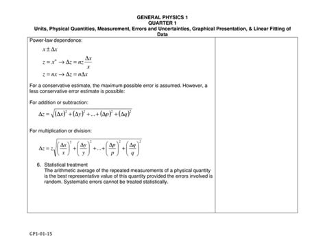 General Physics 1 Teaching Guide Pdf Professional School