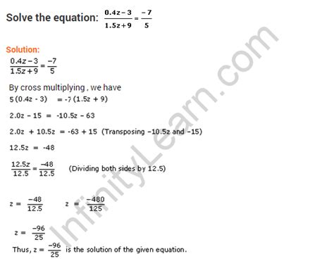 Maths Class 8 Linear Equations In One Variable Extra Questions Worksheet Tessshebaylo