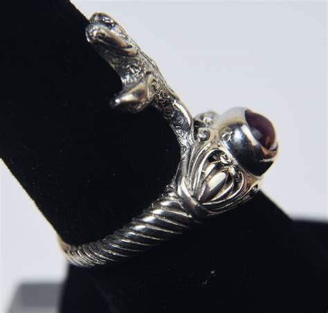 Natural Star Ruby Starfish Sterling Silver Ring Siz Gem