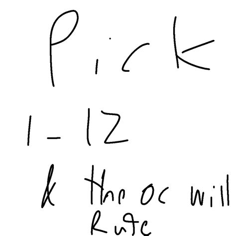Pick a number 1-12 and the corresponding oc will rate! The rating topic will not be disclosed ...
