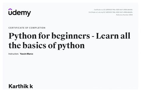karthik k on linkedin completed python for beginner s course on udemy
