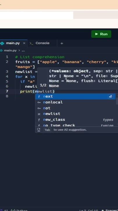 List Comprehension In Python 🔥👨‍💻 Pythonlearning Pythonshortsfeds