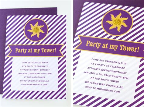 Rapunzel Tangled Inspired Party Invitations Party At My Tower Personalized Printable Birthday